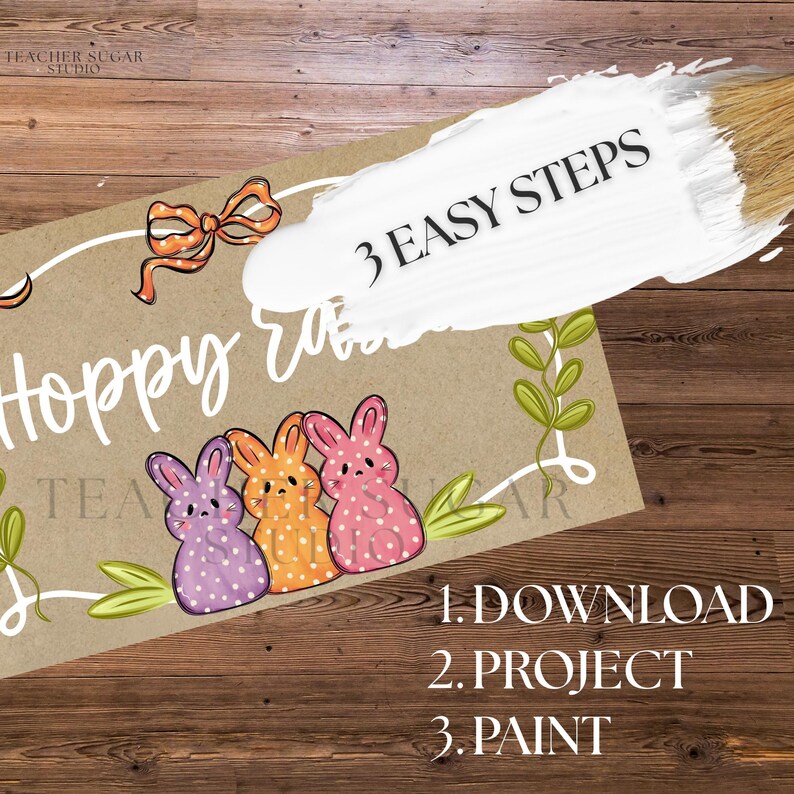 Hoppy Easter Banner Template, Paint Ready Design (digital Download) - Etsy