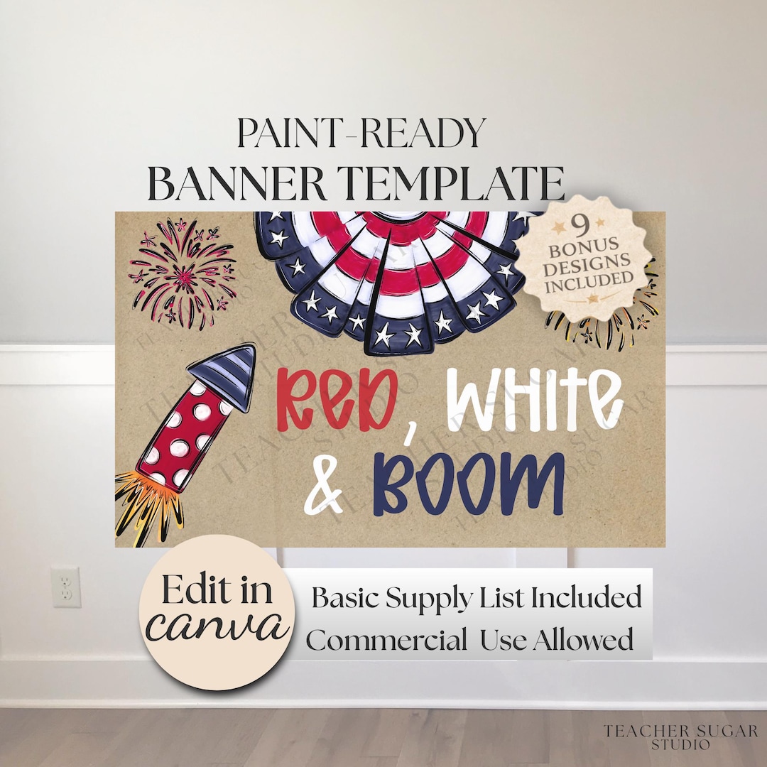 4th of July Banner Template Canva Editable, Patriotic Party Banner ...
