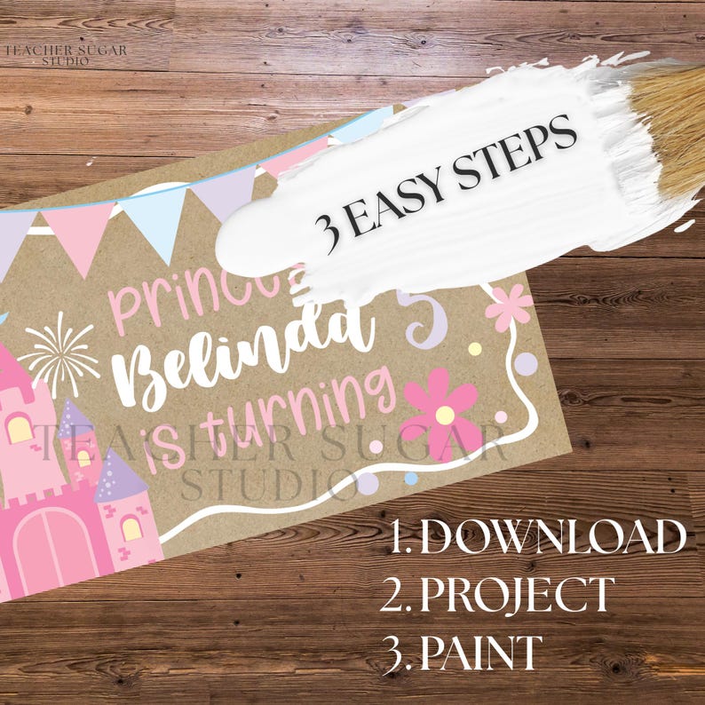 Princess Birthday Banner Template, Pink Castle Party Backdrop (digital ...