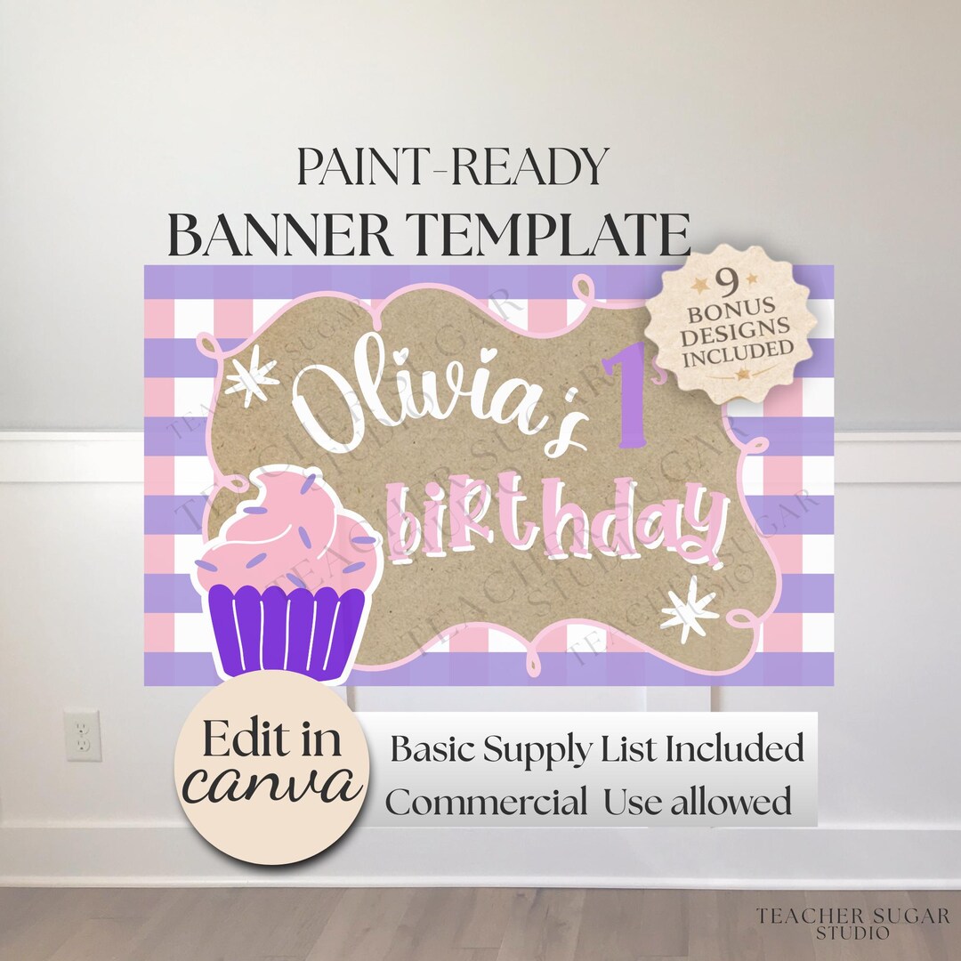 Paint-ready Birthday Banner Template, DIY Party Sign (canva Editable ...