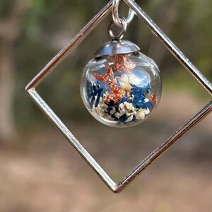 Copper Blue Sphere Necklace | Glass Ball Necklace| Globe Necklace ...