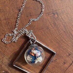 Copper Blue Sphere Necklace | Glass Ball Necklace| Globe Necklace ...