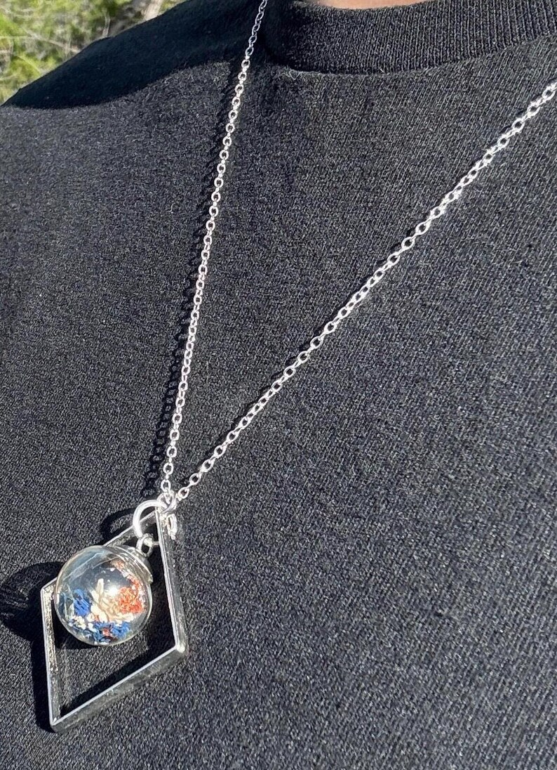 Copper Blue Sphere Necklace | Glass Ball Necklace| Globe Necklace ...