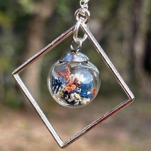 Copper Blue Sphere Necklace | Glass Ball Necklace| Globe Necklace ...