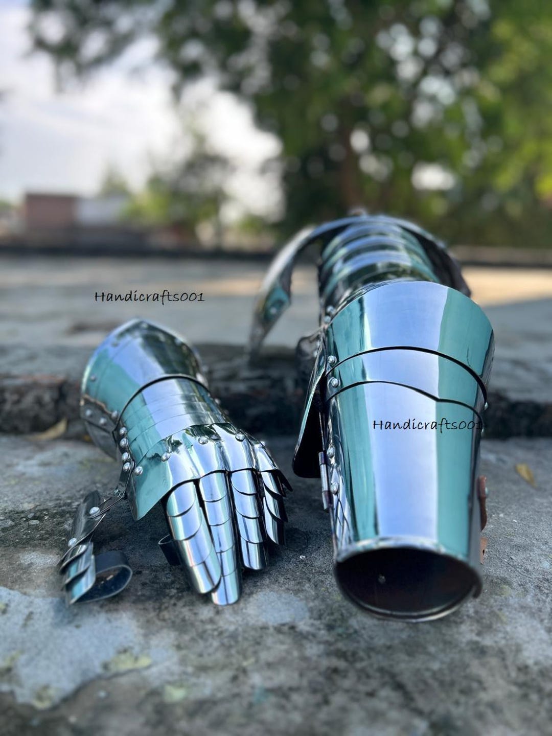 Medieval Steel Arm Armor Set Articulated Pauldron Vambrace & Gauntlet ...