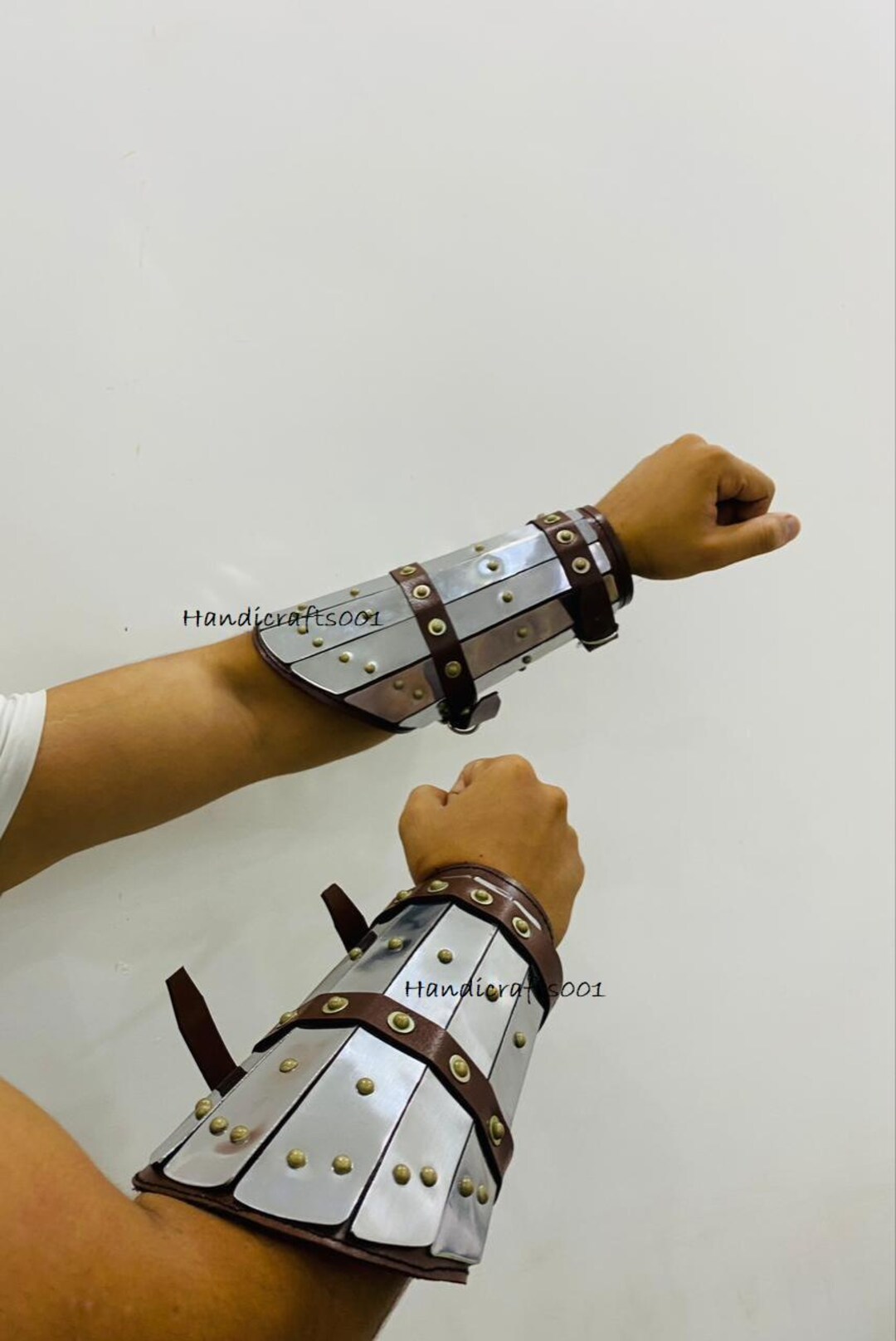 Medieval Steel Splint Arm Bracers – Polished Forearm Armor With Leather ...