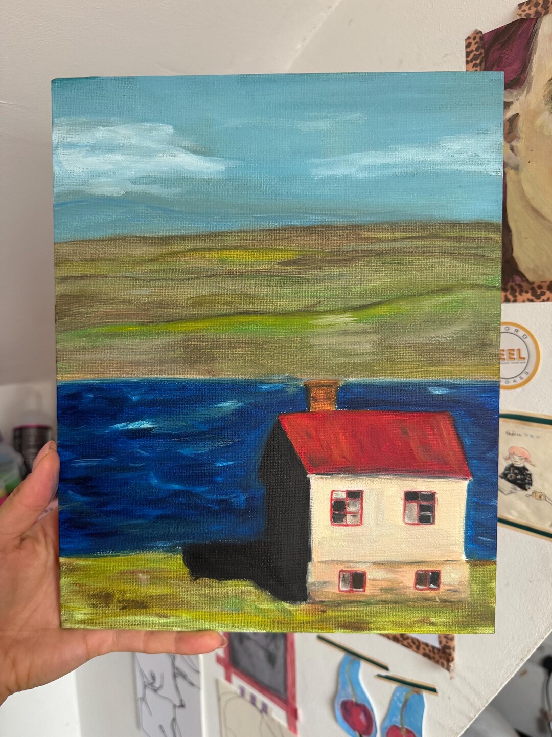 Original Seaside Cottage Oil Painting – Coastal Cottagecore Art ...