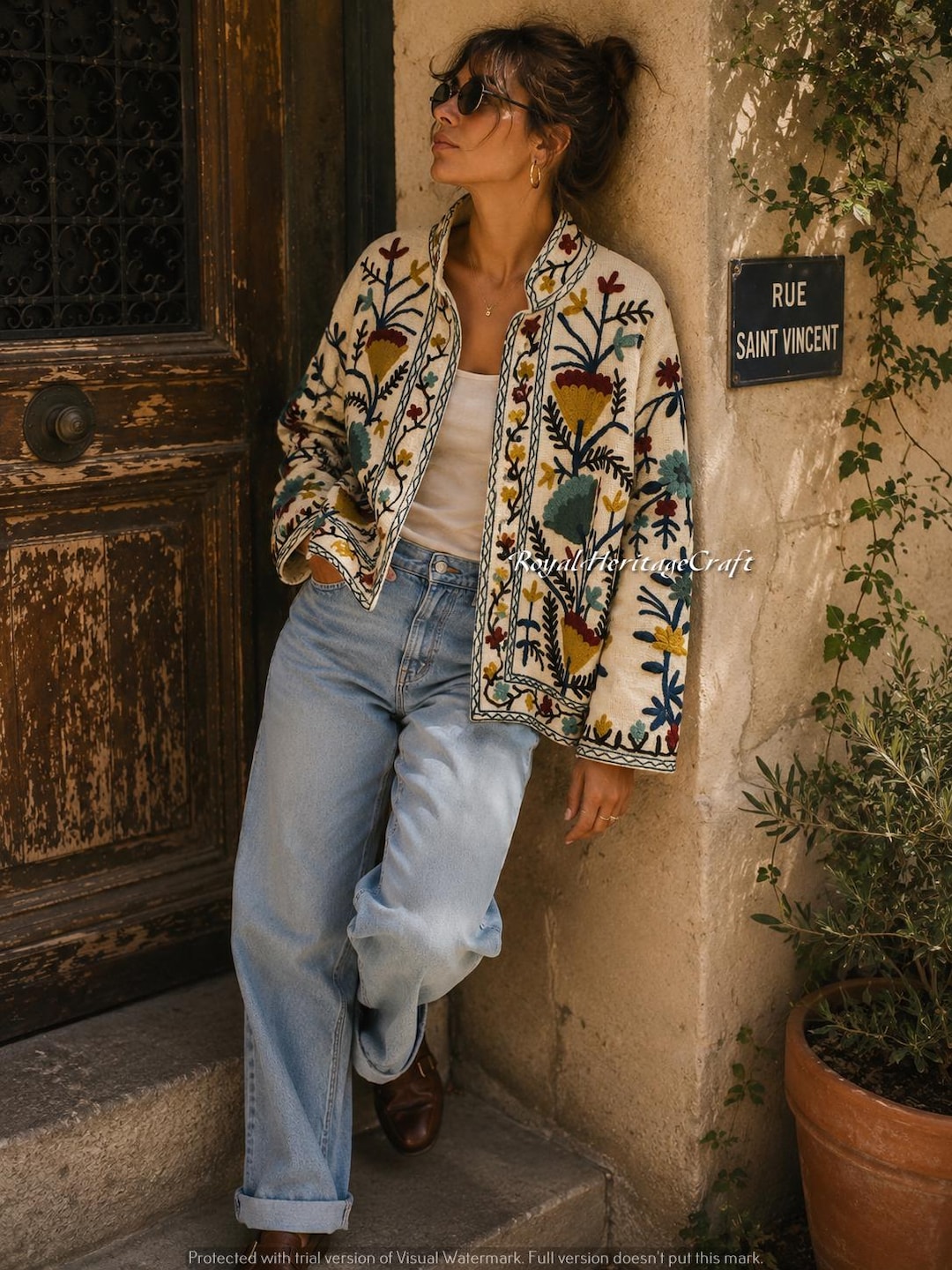 Bestickte Boho Jacke | Indischer handgemachter bestickter ...