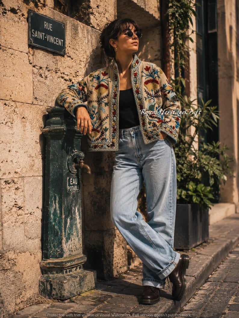 Bestickte Boho Jacke | Indischer handgemachter bestickter ...