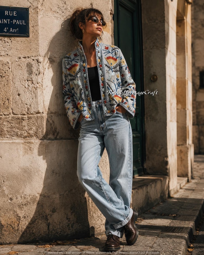 Bestickte Boho Jacke | Indischer handgemachter bestickter ...