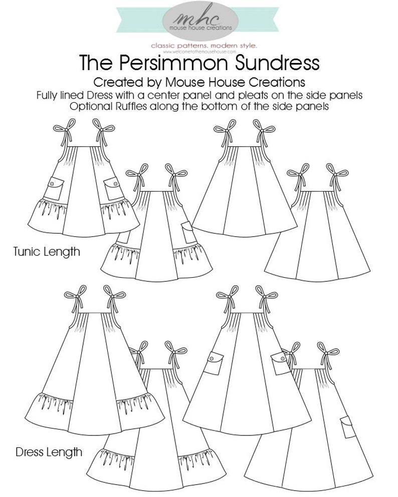 Persimmon Dress and Top: PDF Pattern by Mouse House Creations - Etsy ...