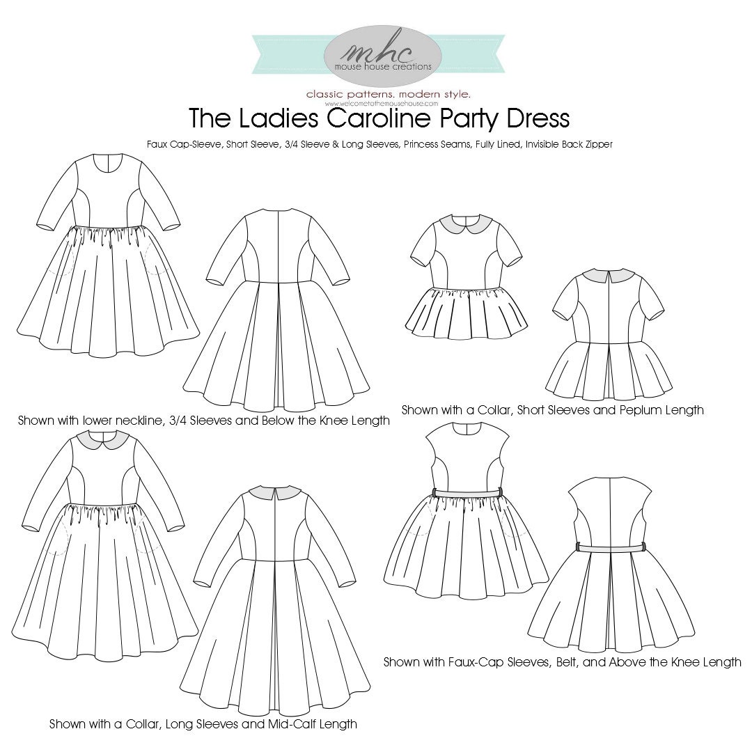 The Ladies Caroline Dress and Peplum PDF Pattern Size 0-22 - Etsy