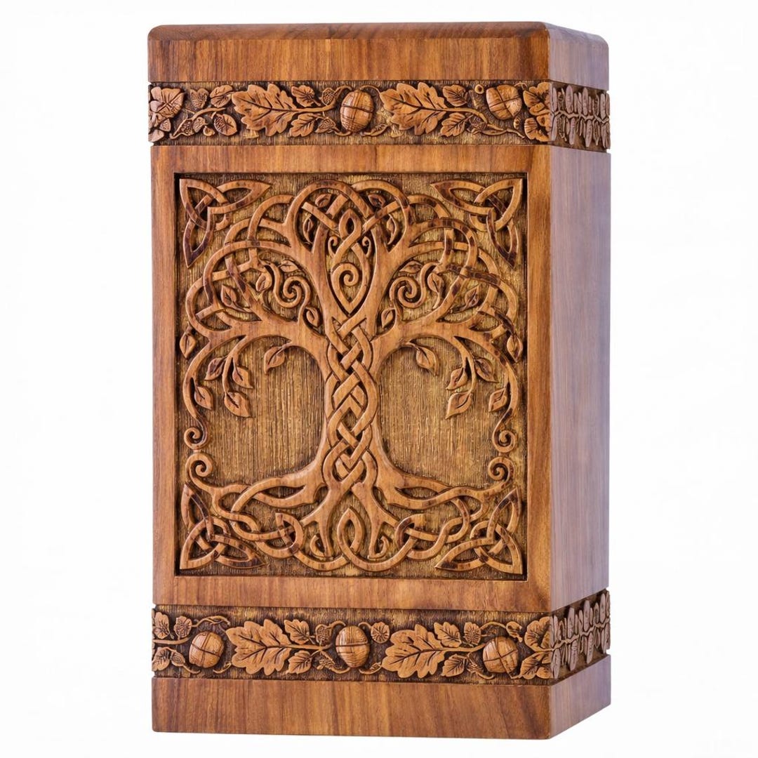 Wooden Cremation Urn for Ashes With Celtic Tree of Life Design, - Etsy