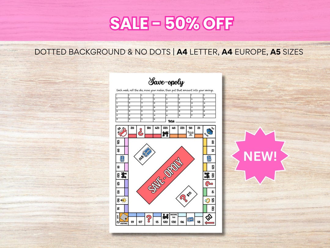 Saveopoly Savings Tracker - Printable Savings Game - Savings Tracker ...