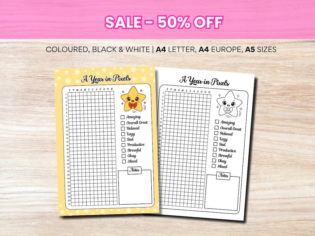 Star Mood Tracker Printable: Journal Page (A5, A4, US Letter) (digital ...
