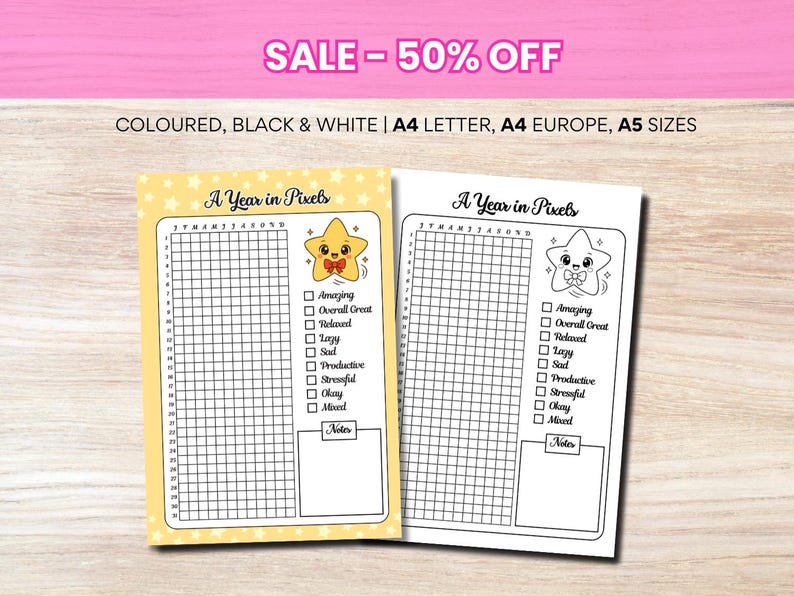 Star Mood Tracker Printable: Journal Page (A5, A4, US Letter) (digital ...