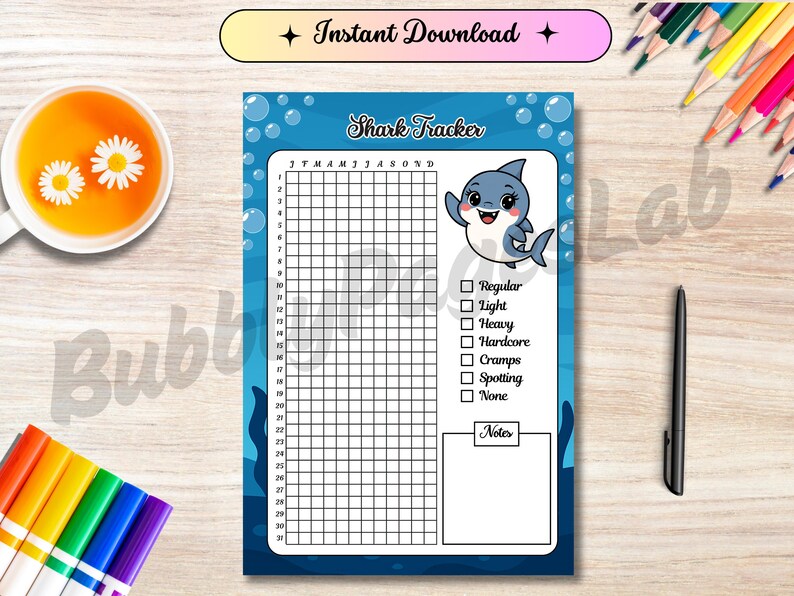 Shark Week Mood Tracker – Printable Journal Page (digital PDF) - Etsy