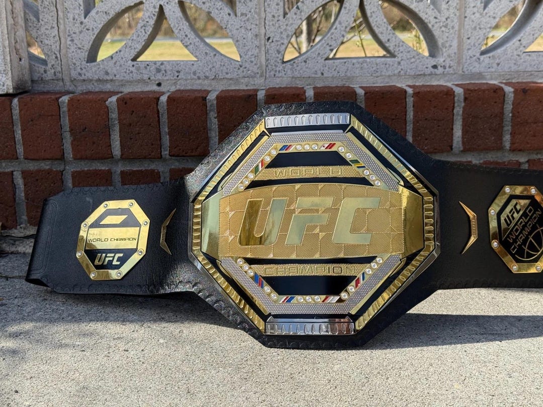 UFC Legacy Championship Replica Belt – Brass Plates & Leather Strap ...