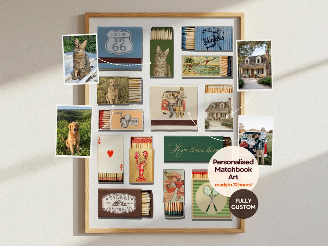 Custom Matchbook Wall Art Printable, Personalized Matchbox Photo ...