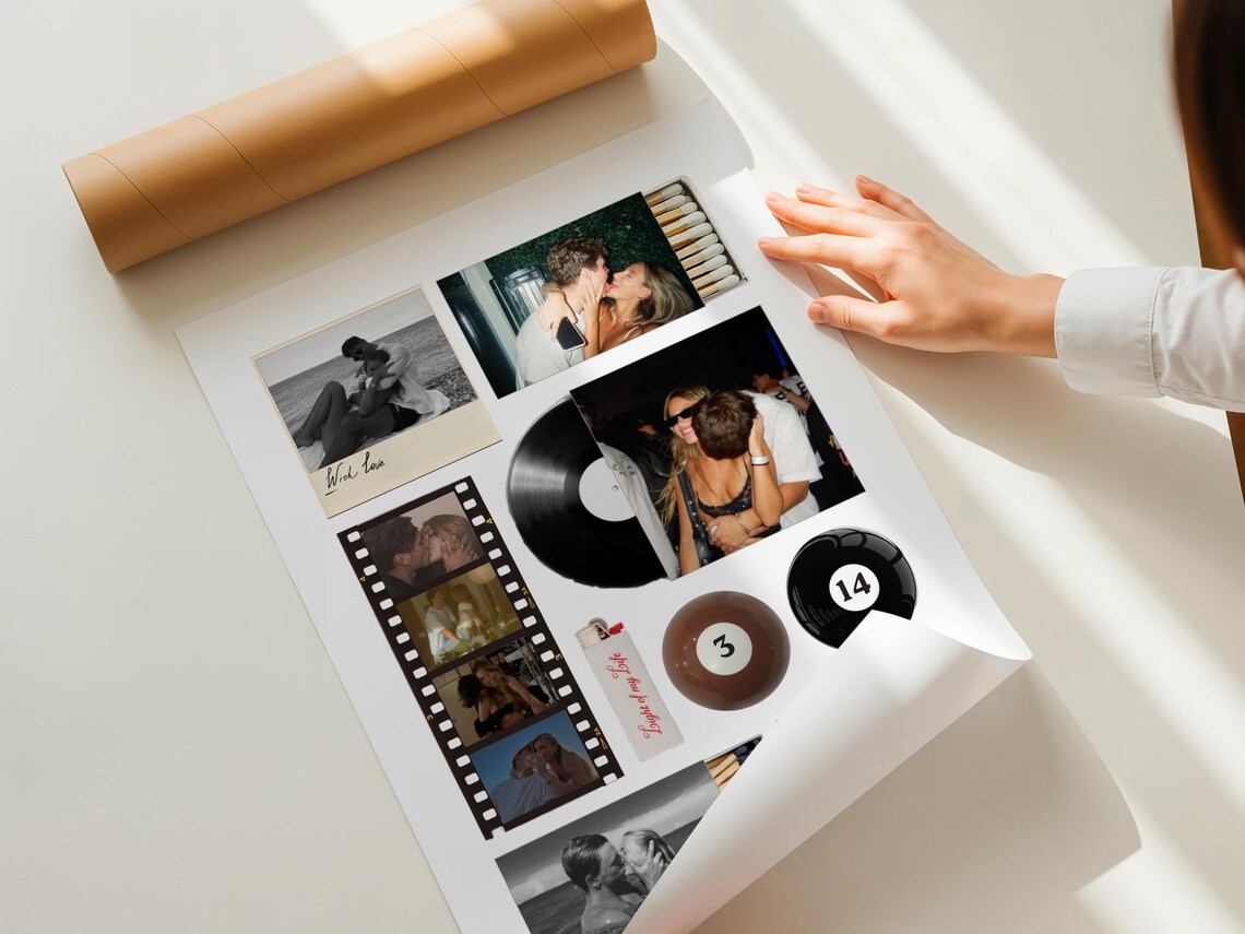 Printable Retro Matchbox Collage Poster Custom Couple Art Personalized ...