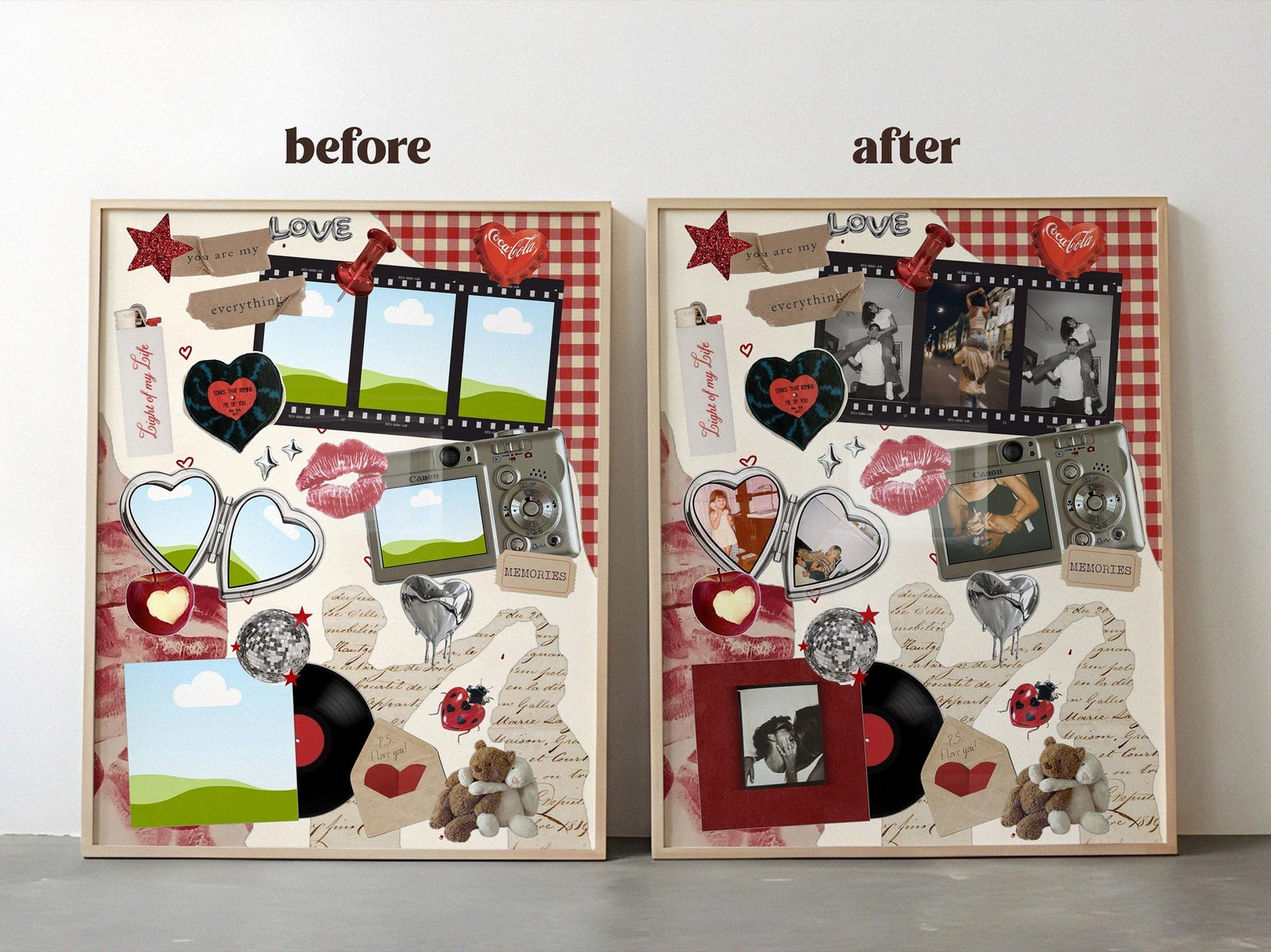 Printable Retro Matchbox Collage Poster Custom Couple Art Personalized ...