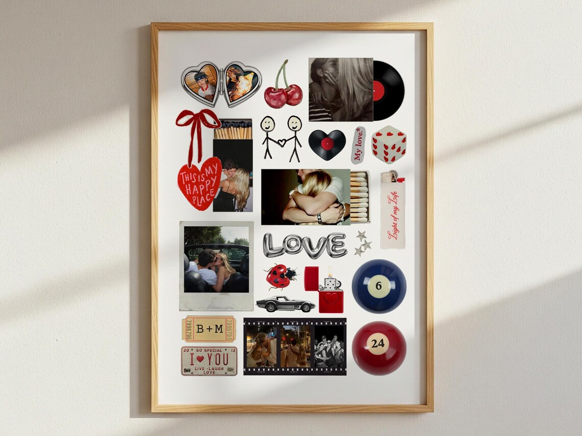 Printable Retro Matchbook Collage Poster Custom Matchbox Couple Art ...