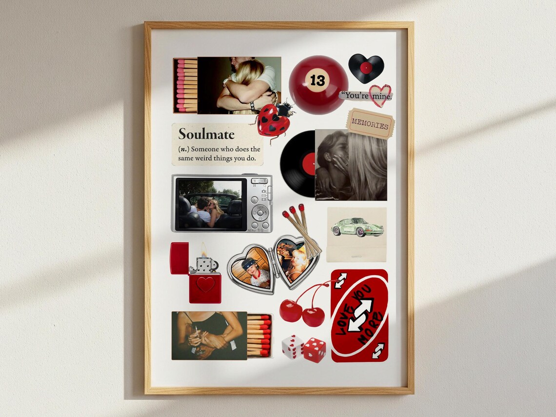 Printable Retro Matchbox Collage Poster Custom Couple Art Personalized ...