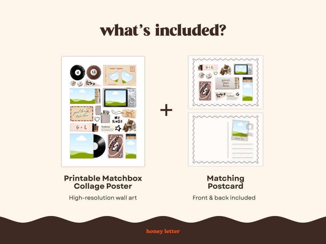 Printable Matchbox Template Poster + Postcard Photo Collage Canva ...