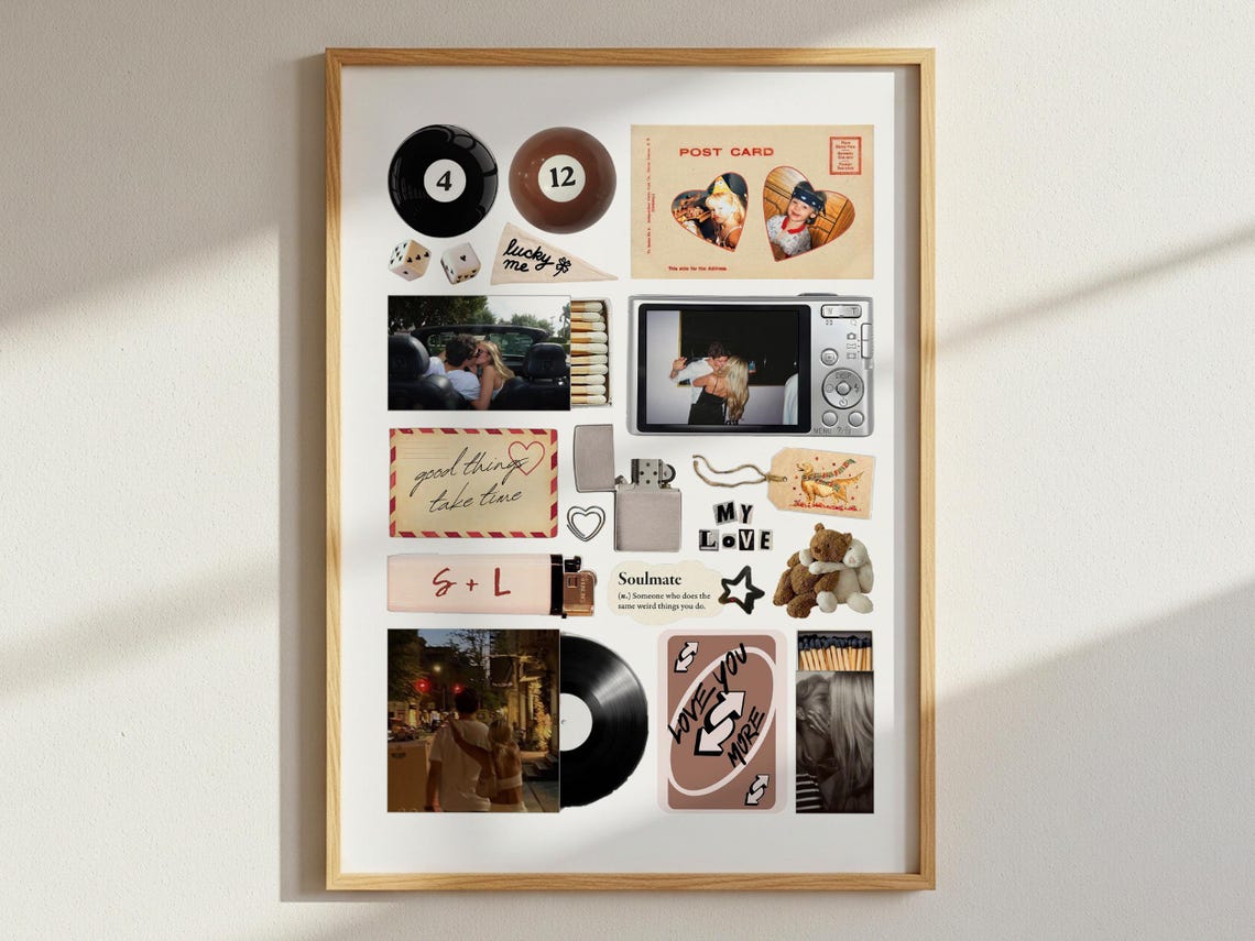 Printable Retro Matchbox Collage Poster Custom Couple Art Personalized ...