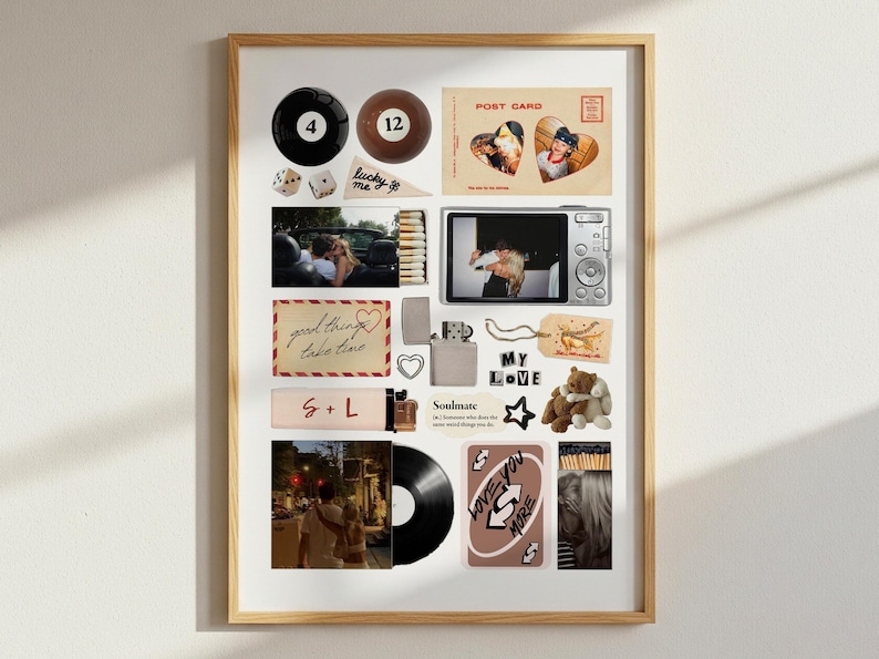 Printable Retro Matchbox Collage Poster Custom Couple Art Personalized ...