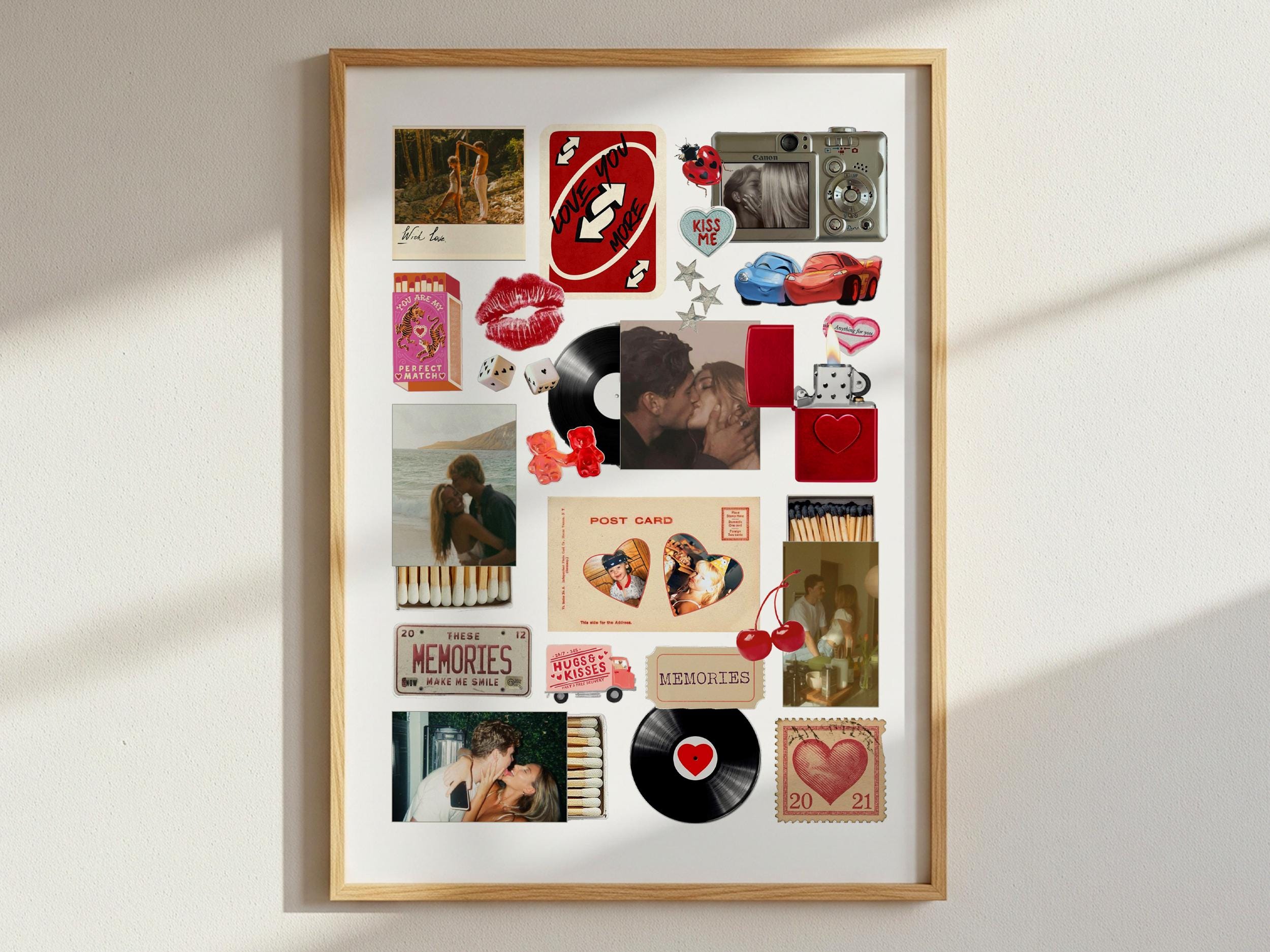 Printable Matchbox Collage Poster, Custom Couple Art Retro Aesthetic ...