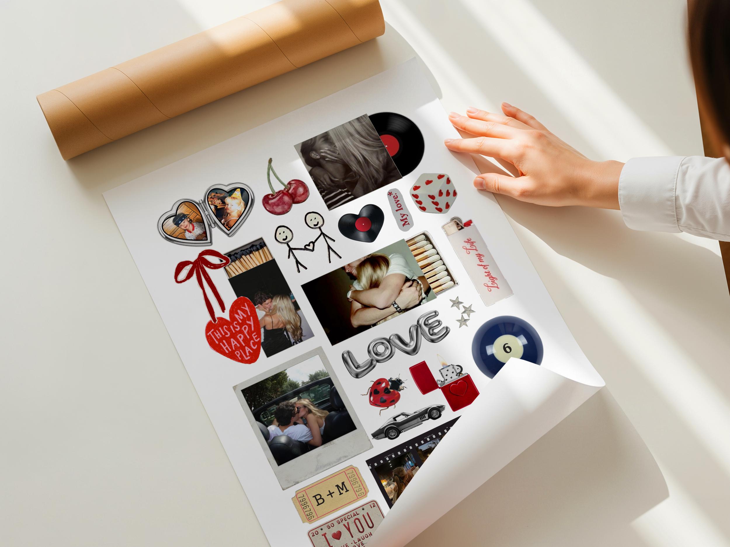 Printable Retro Matchbook Collage Poster Custom Matchbox Couple Art ...