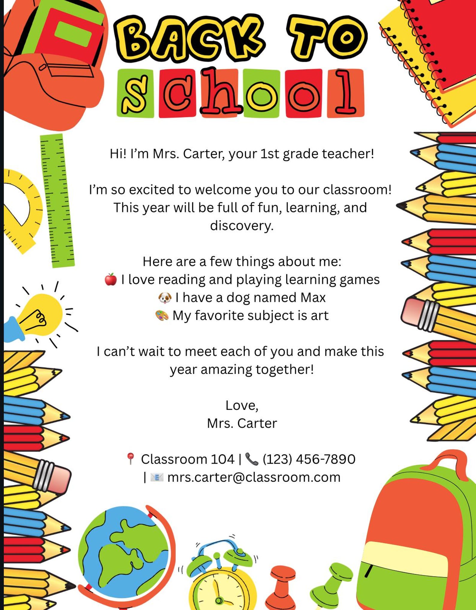 Editable Welcome Letter for Students – Printable Back to School ...