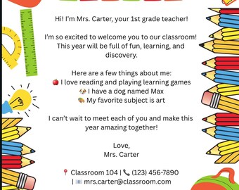 Editable Welcome Back Letter Canva Template | Teacher Introduction ...