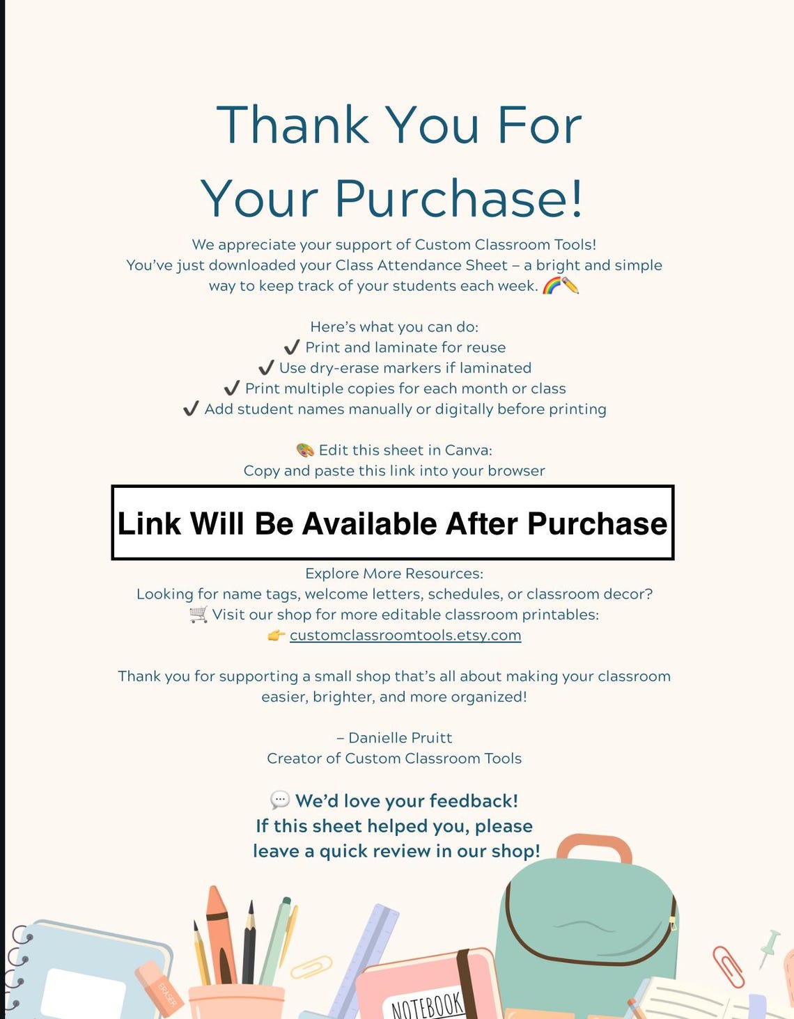 Editable Class Attendance Sheet – Rainbow Theme | Printable Teacher ...