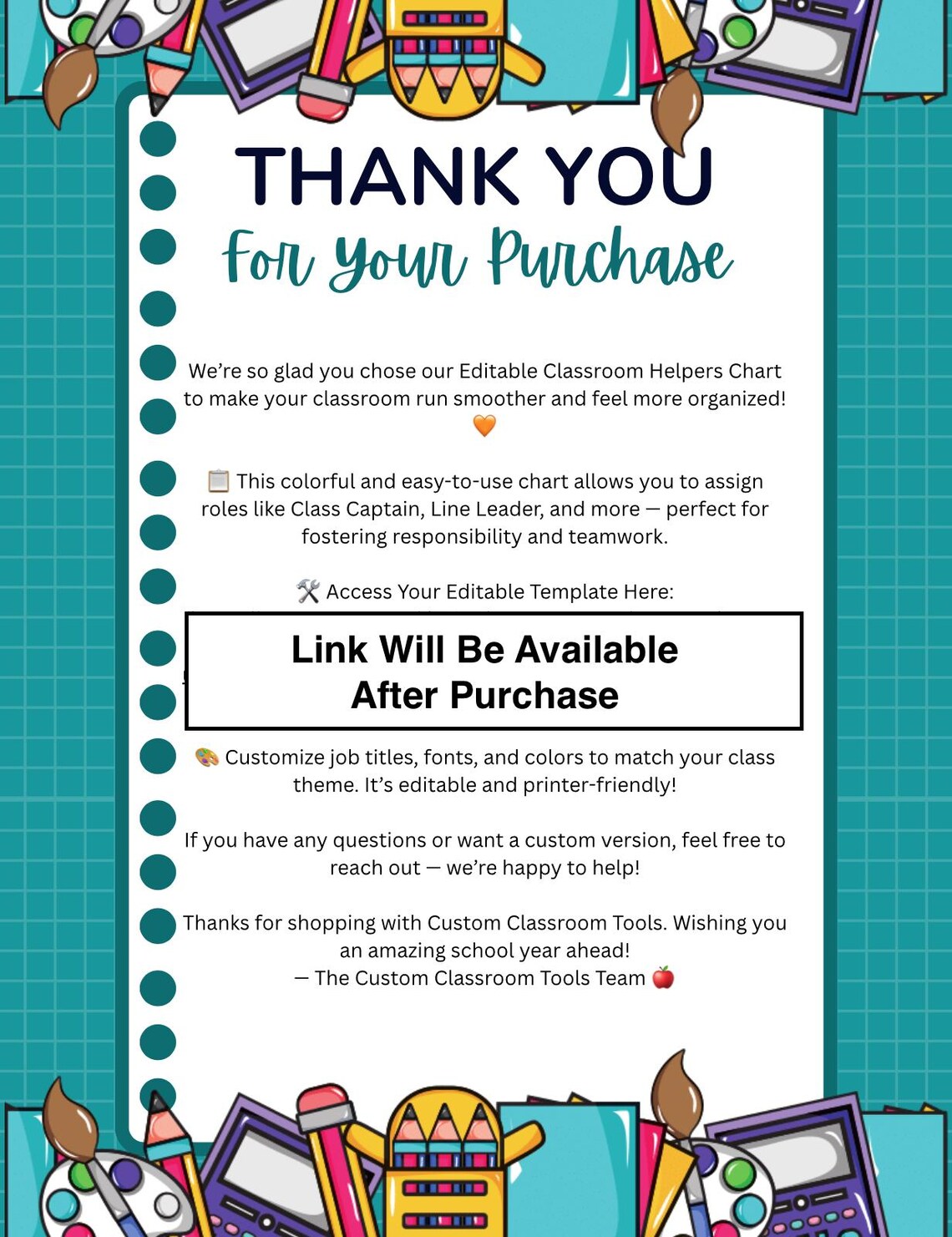 Editable Classroom Jobs Chart – Printable Helper Roles for Students - Etsy