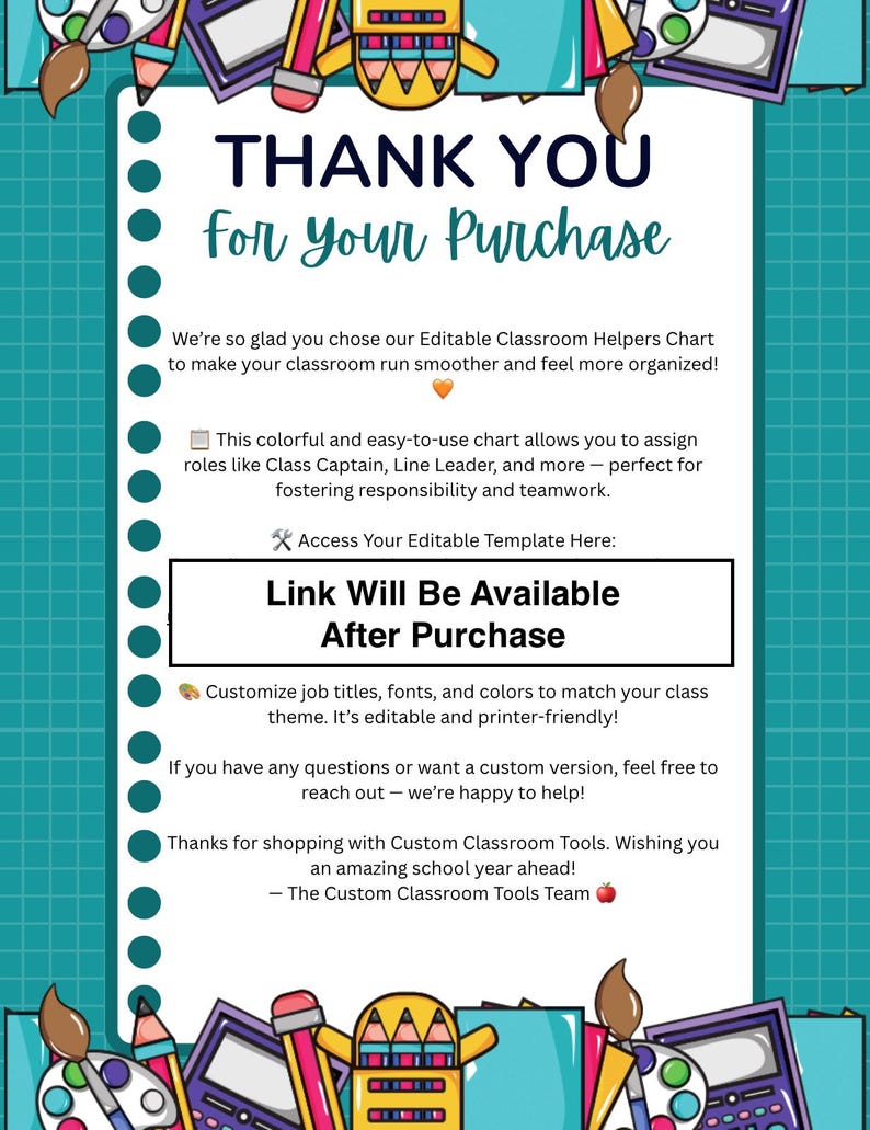 Editable Classroom Jobs Chart – Printable Helper Roles for Students - Etsy