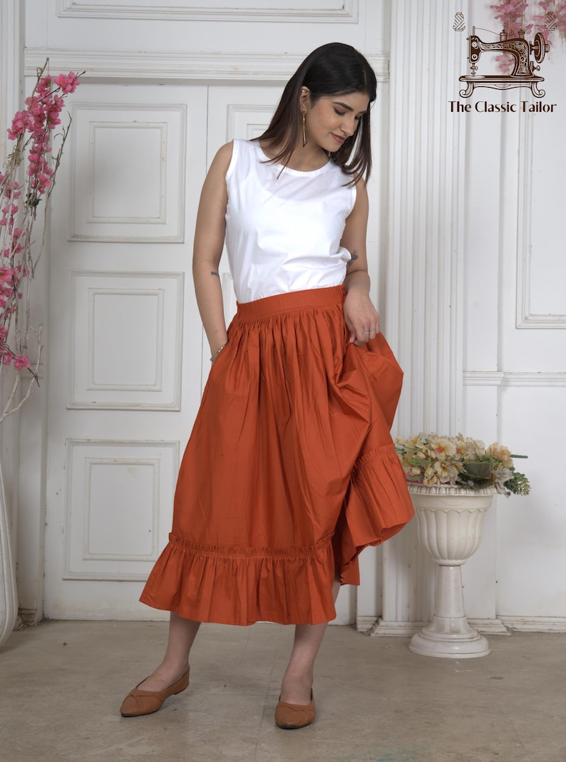Renaissance Ruffle Midi Skirt | Renaissance Cotton Skirt With Pockets ...