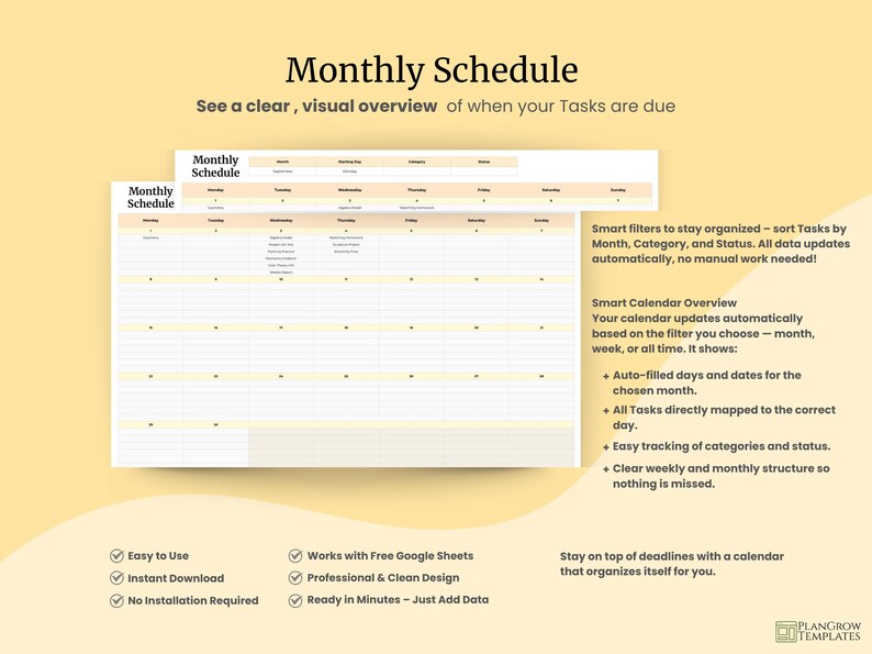 Task Tracker Spreadsheet Google Sheets Daily Weekly Monthly Planner ...