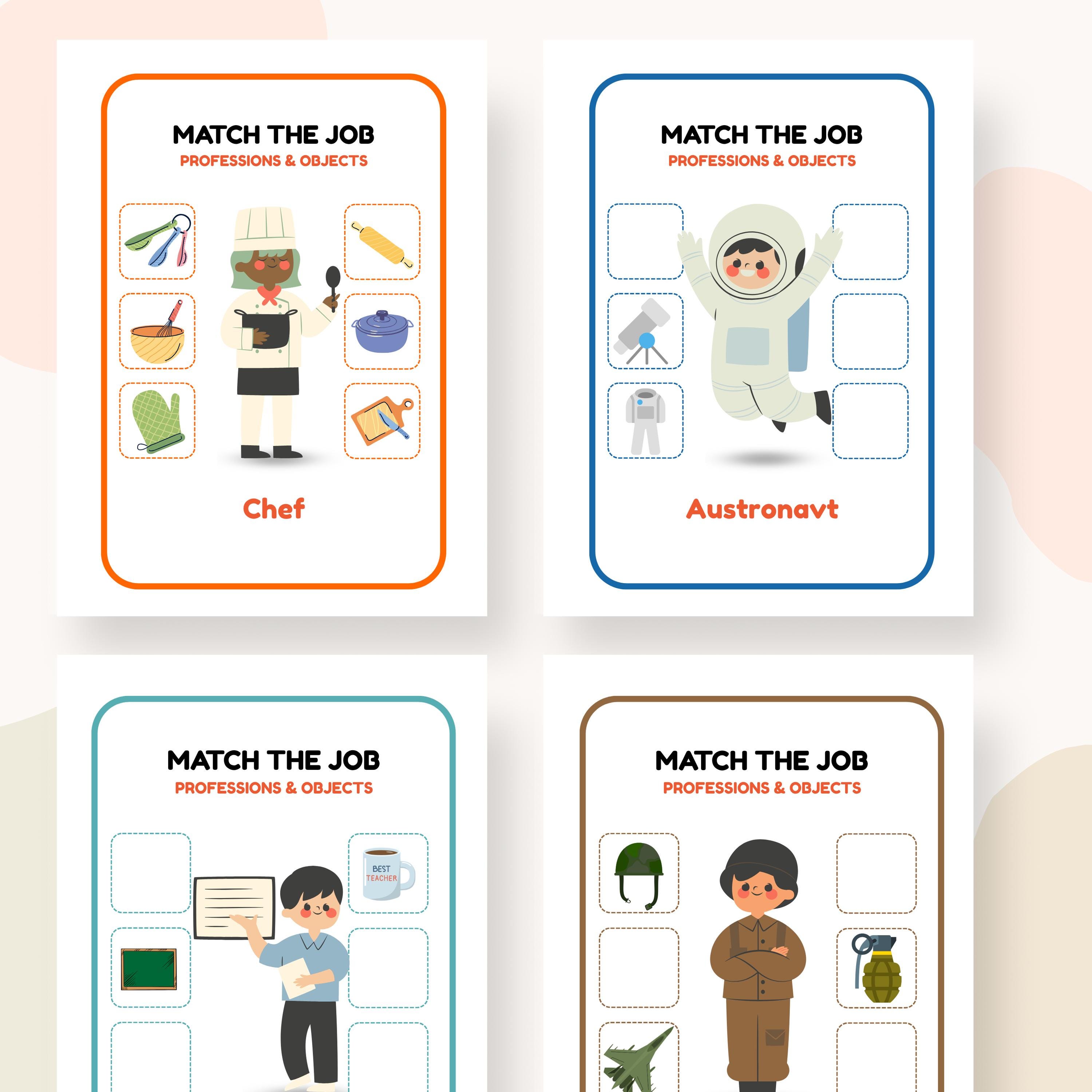 Professions Matching Game Printable | Community Helpers Cut and Paste ...
