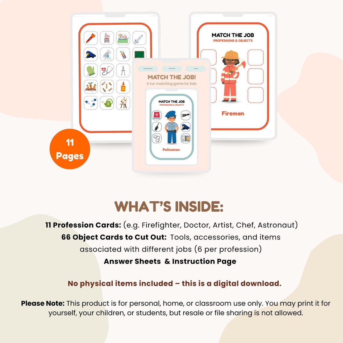 Professions Matching Game Printable | Community Helpers Cut and Paste ...