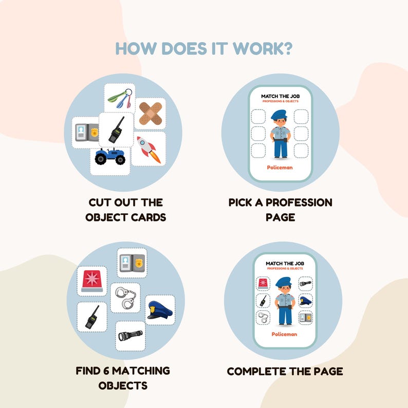 Professions Matching Game Printable | Community Helpers Cut and Paste ...