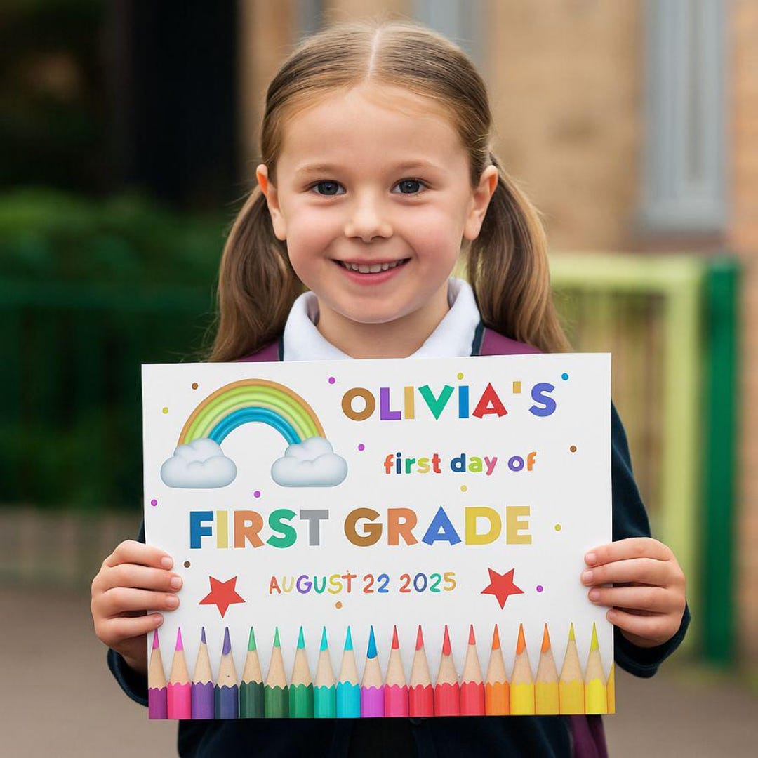 Editable Back to School First Day of First Grade Sign Template ...
