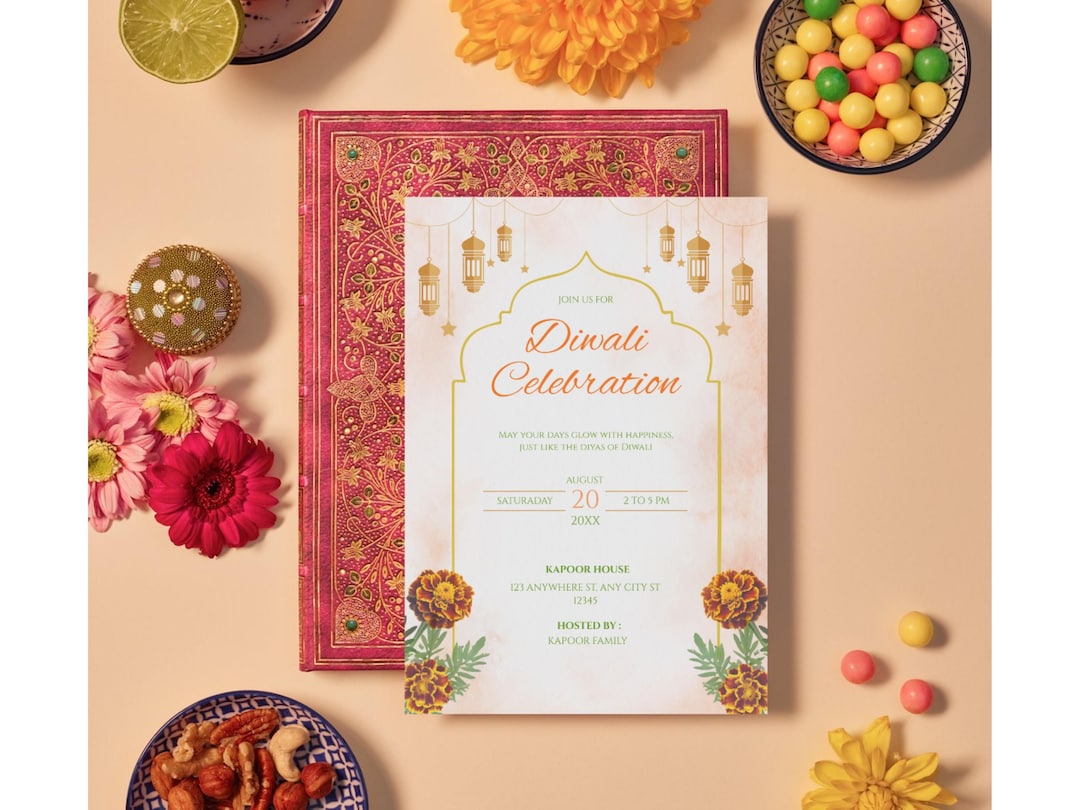 Editable Diwali Festival Celebrate Invite Happy Diwali Party Invitation ...