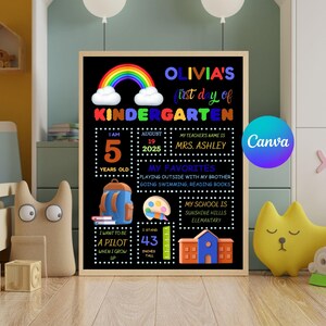 Editable First Day of Kindergarten Sign Canva Template | Back to School ...