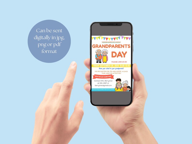 Printable Grandparents' Day School Invite for PTO/PTA Class Room Card ...