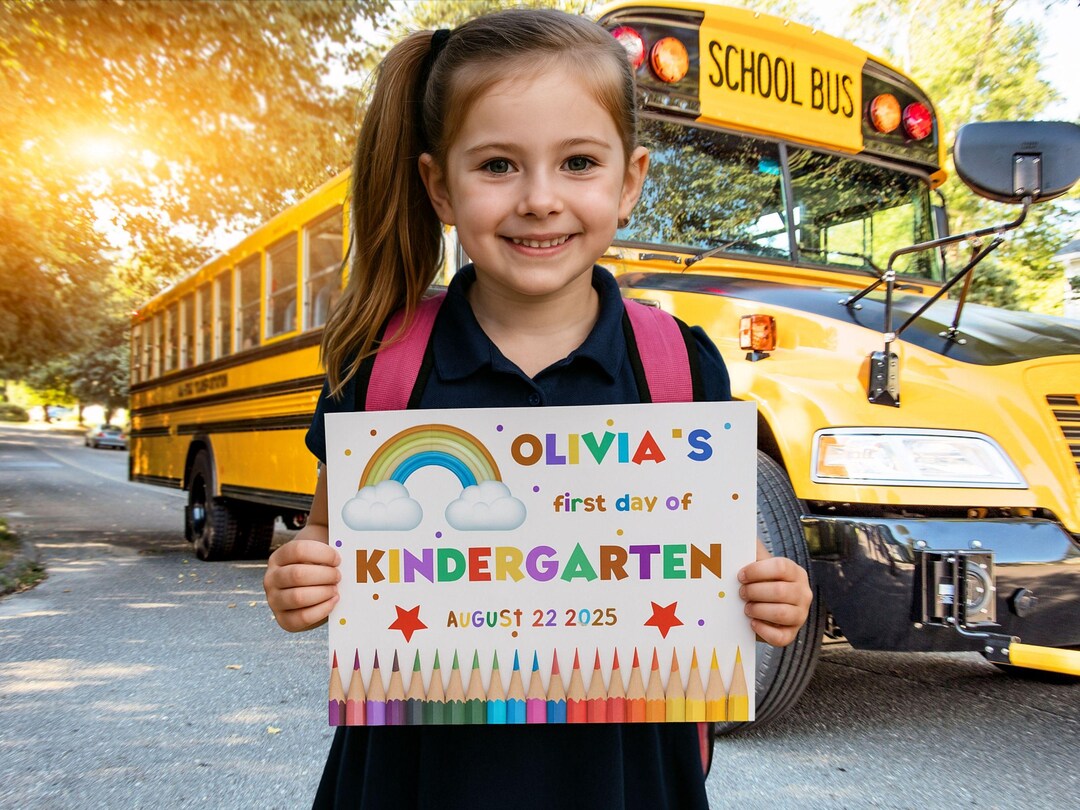 Editable Back to School First Day of Kindergarten Sign Printable First ...