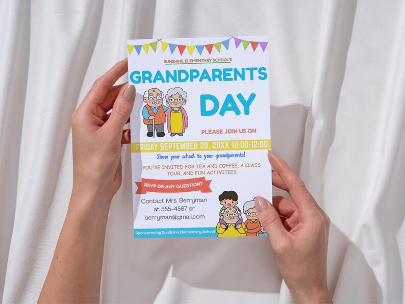 Editable Grandparents Day School Invitation Flyer Template ...