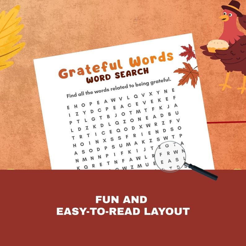 Grateful Words Word Search – Printable Thanksgiving Activity for Kids ...