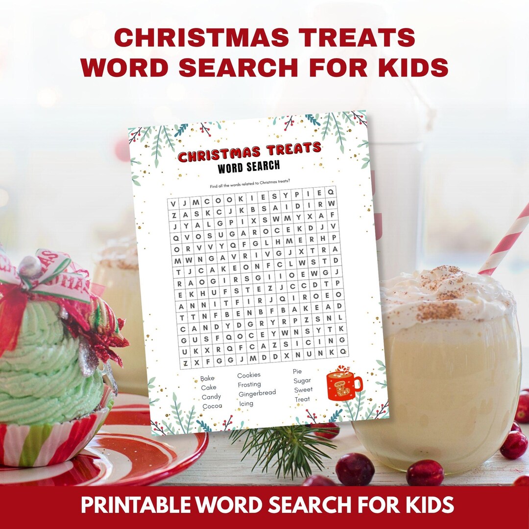 Christmas Treats Word Search – Printable Holiday Activity for Kids ...
